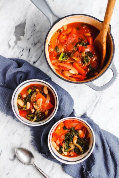 Cozy Vegan Tuscan White Bean Tomato Soup - Barrel Leaf 桶子葉